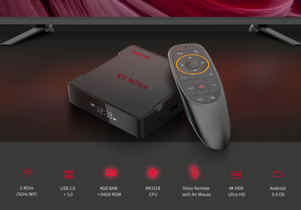 Magicsee N5 Nova, TV Box Con Android 9.0, Control De Voz, Rockchip 3318 ...