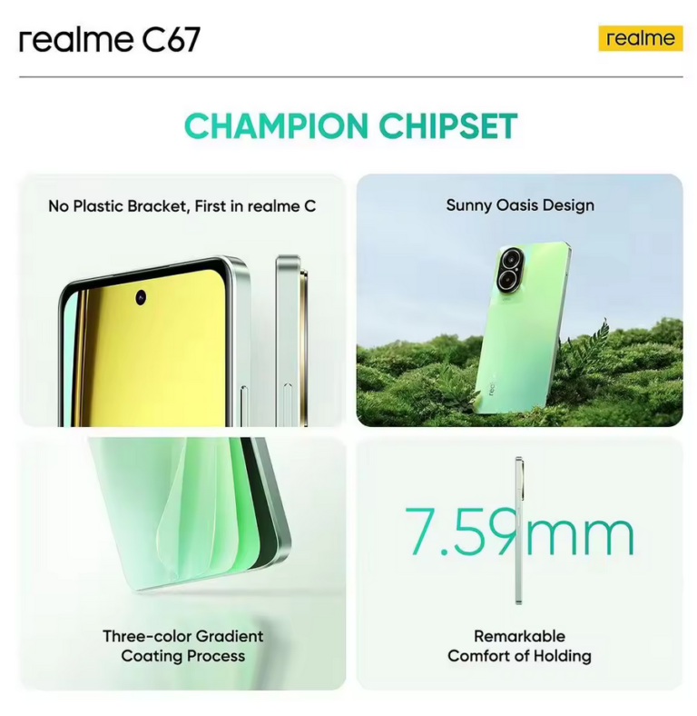 Realme C67, LCD FHD+ 6.72" 90Hz, 8/256GB Ampliable Hasta 2TB, 5000mAh ...